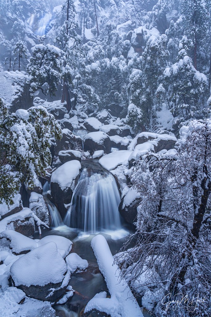 Snowfall, Upper Cascade Fall, Yosemite | Eloquent Images by Gary Hart